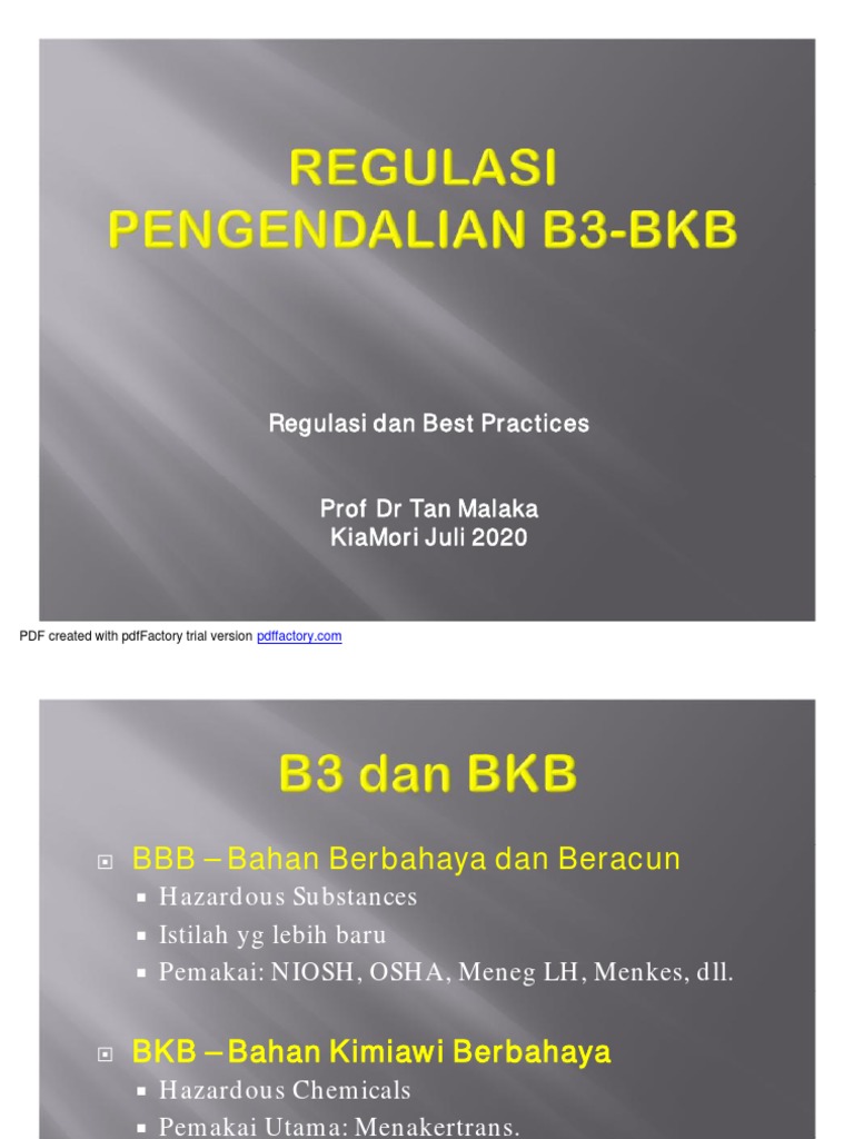 Regulasi TTG B3 - BKB | PDF