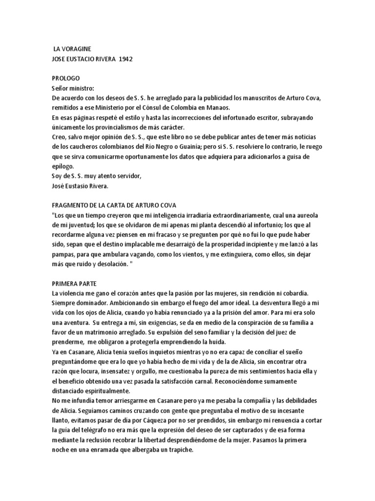 Resumen La Voragine | PDF