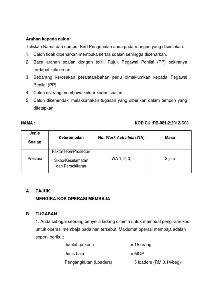 Topi Dan Kasut Penilaian Prestasi C03 | PDF