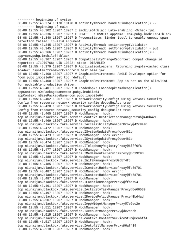 Com - Pubg.imobile64 Logcat | PDF | Computing Platforms | Computer Engineering
