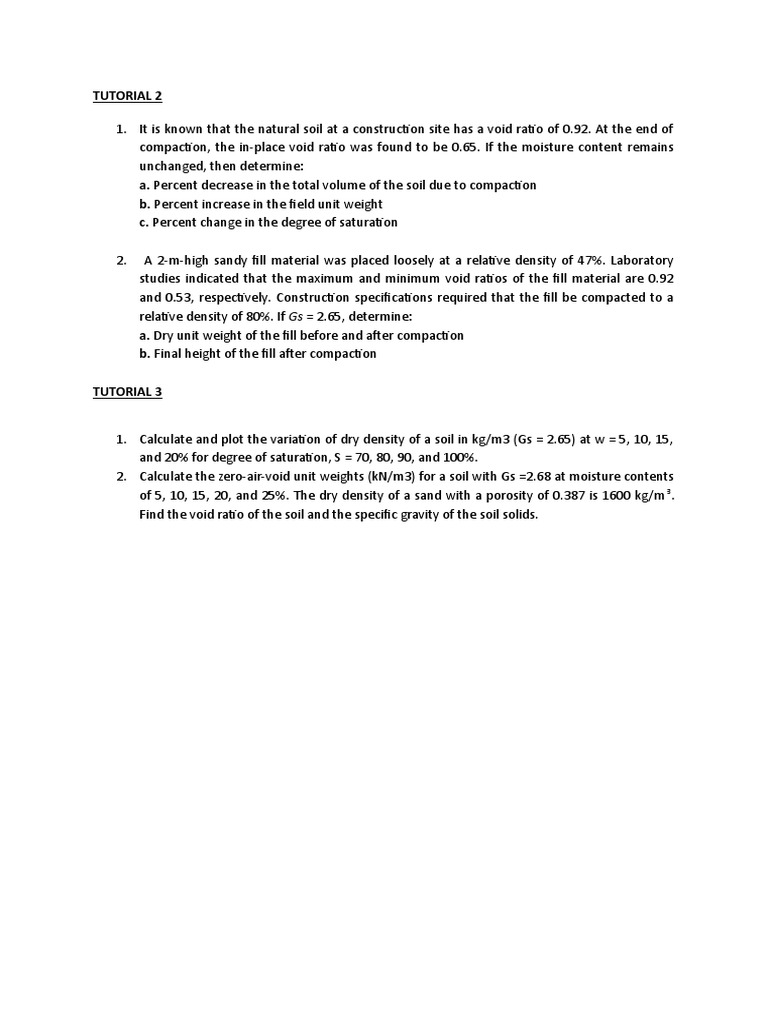 Soil Compaction and Density Calculations | PDF