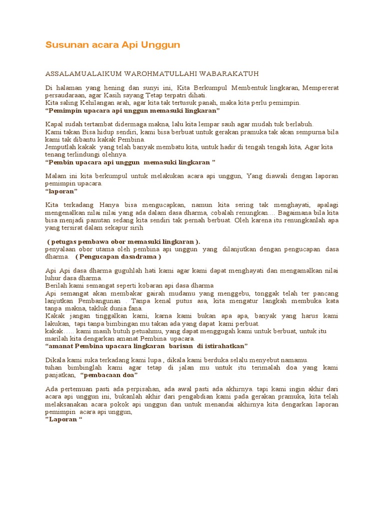 Susunan Acara Api Unggun | PDF