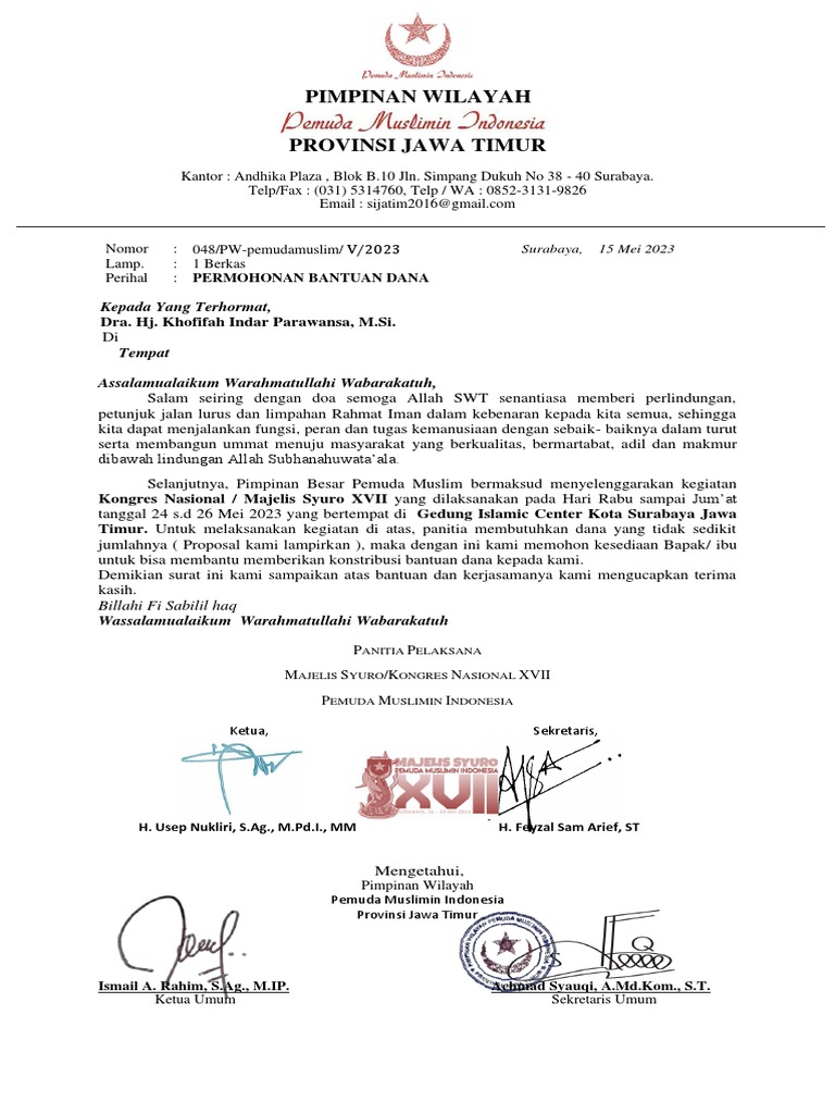 Permohonan Dana Gub Jatim | PDF