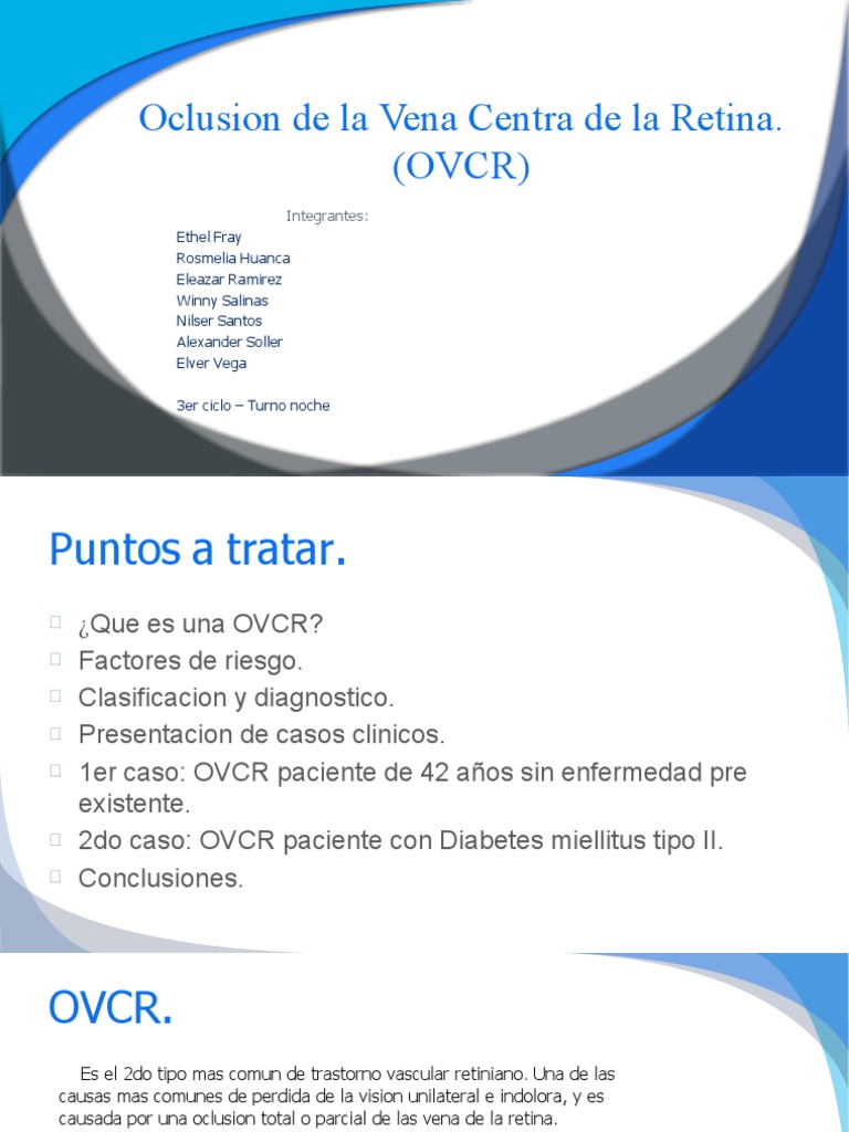Oclusión de Vena Central de Retina: Diagnóstico y Casos | PDF | Ojo ...