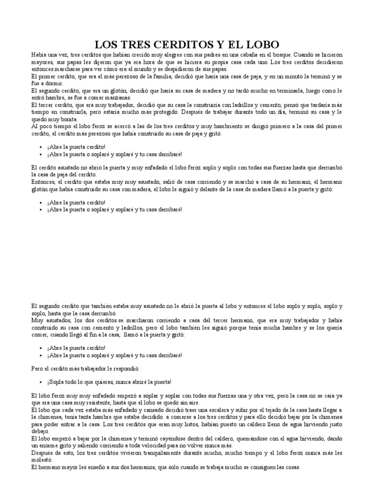 Los Tres Cerditos y El Lobo Feroz | PDF