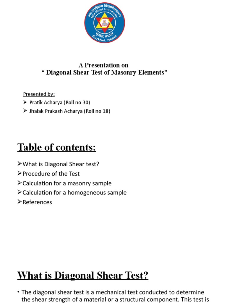 Diagonal Shear Test | PDF