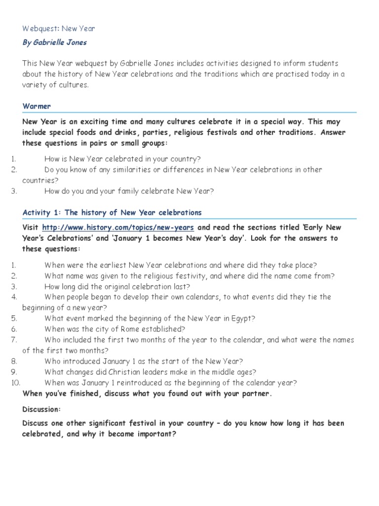 Webquest New Year | PDF | Rosh Hashanah