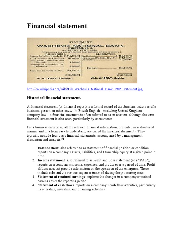 Overview of Financial Statements | PDF | Finance & Money Management