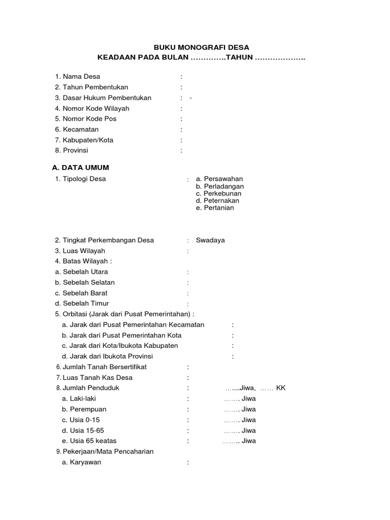 Monografi Desa Jayabakti | PDF