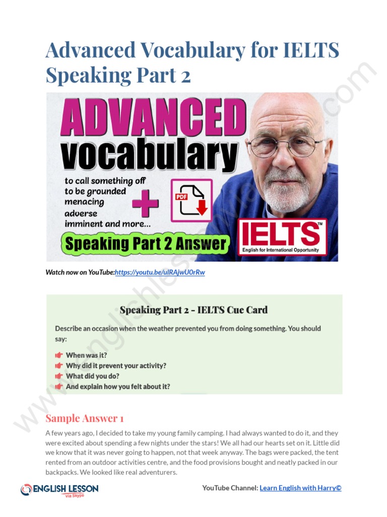 Advanced Vocabulary for IELTS Speaking | PDF