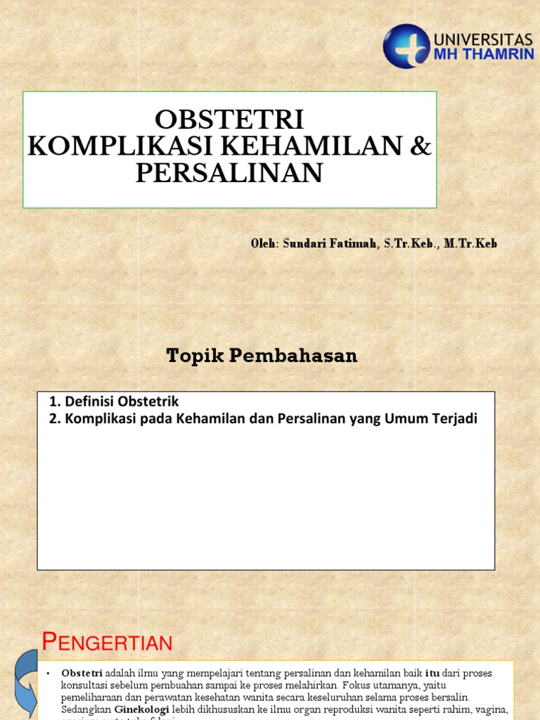 Materi_3_Obstetrik Serta Komplikasi Kehamilan Dan Persalinan | PDF