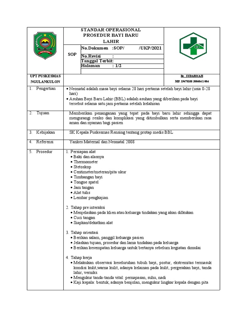 SOP Pemeriksaan Fisik BBL | PDF