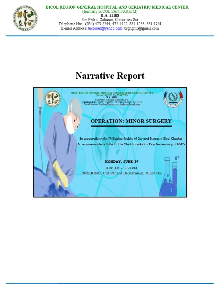Narrative Report | PDF | Hospital | Surgery