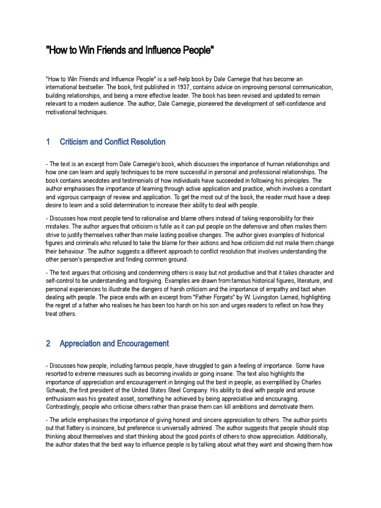 How To Win Friends and Influence People | PDF | Leadership | Conversation