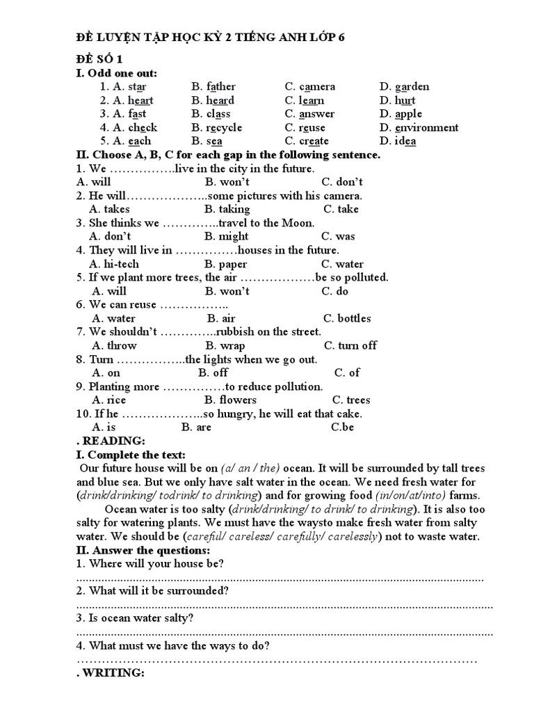 5 Đề Luyện Tâp Ktkh2-Anh 6 | PDF