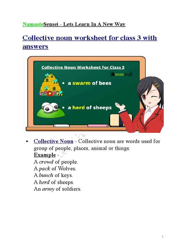 Collective Noun Worksheet For Class 3 PDF | PDF