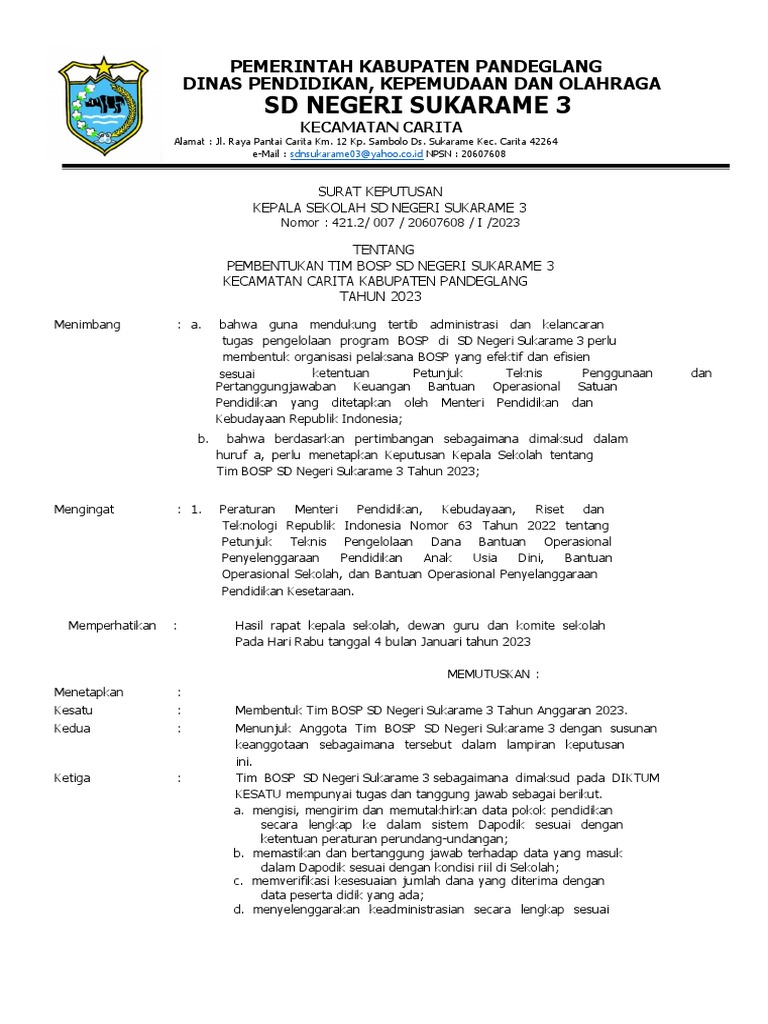 SK Tim Bosp 2023 | PDF