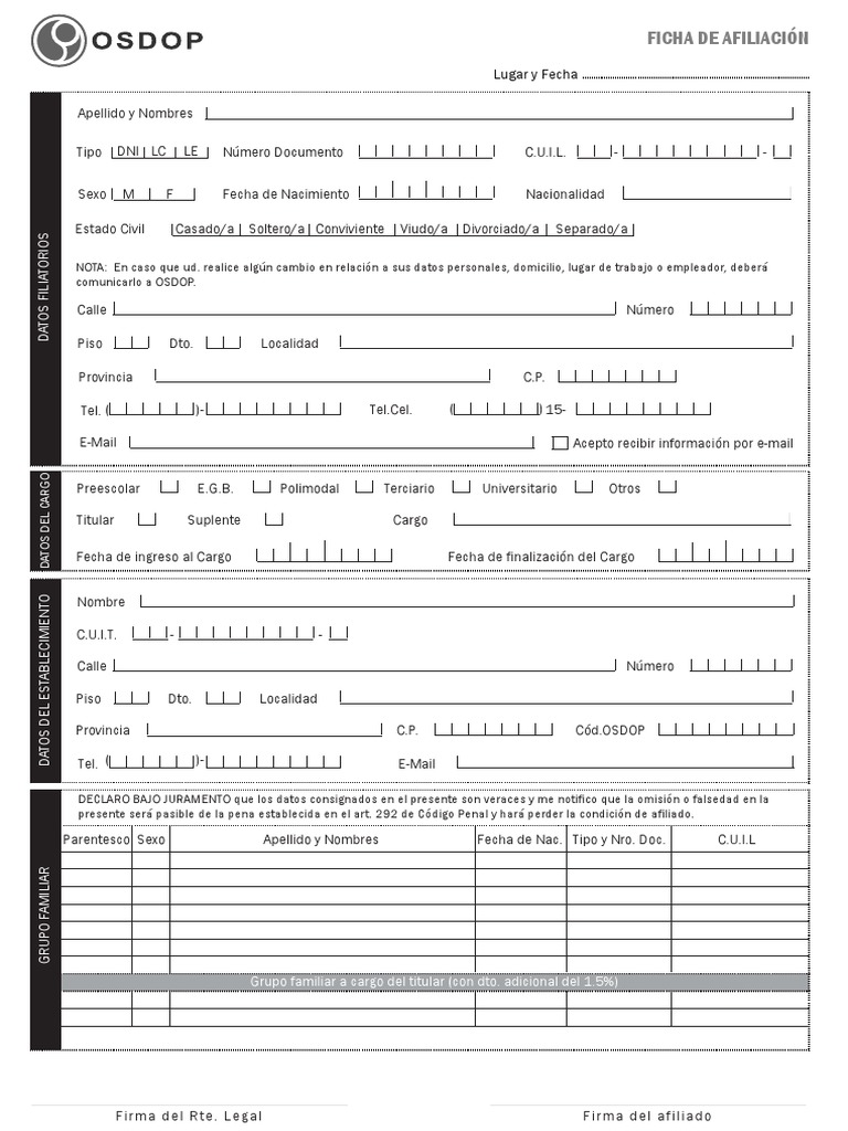 Ficha de Afiliacion | PDF | Gobierno y personalidad