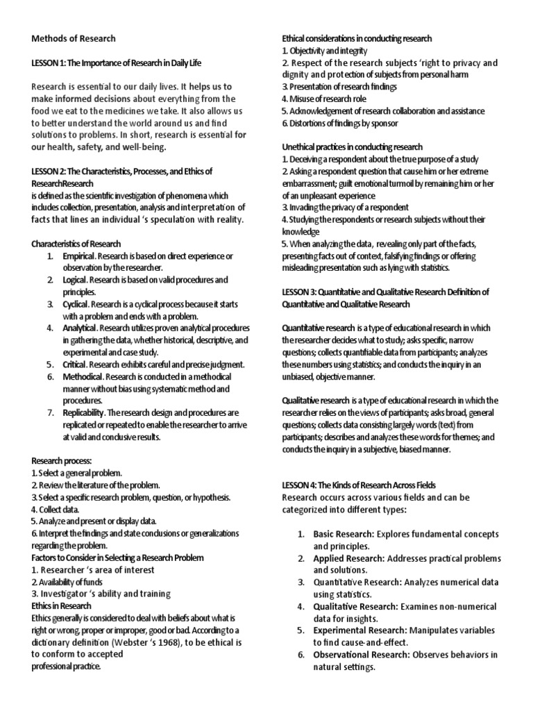 Methods of Research Reviewer | PDF | Statistics | Quantitative Research