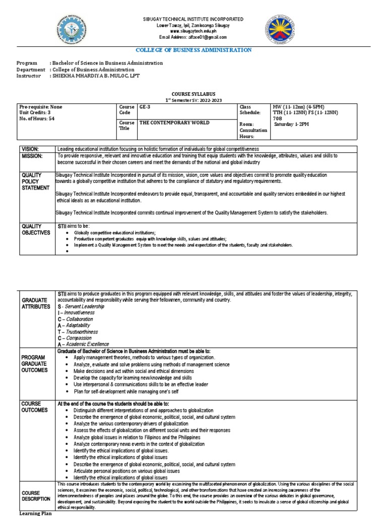 CW Syllabus Bsba | PDF