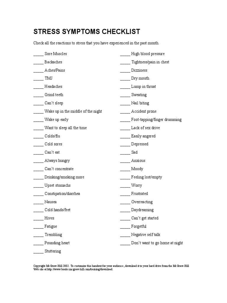 Stress Symptoms Checklist | PDF | Causes Of Death | Epidemiology