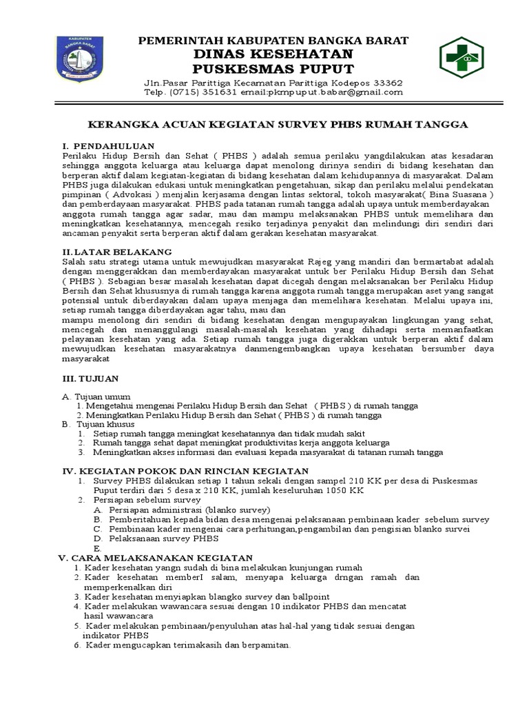 Survey PHBS Rumah Tangga di Bangka Barat | PDF