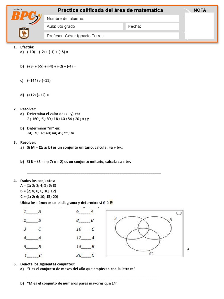 Practica de Matematica | PDF