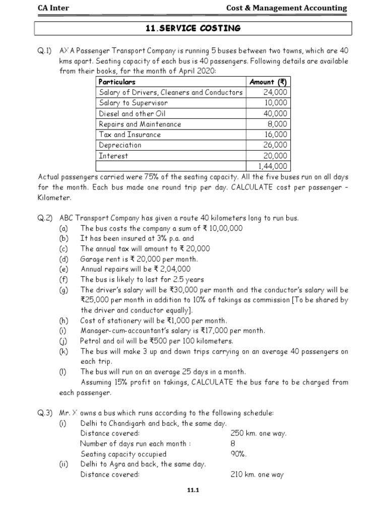 11 Service Costing | PDF
