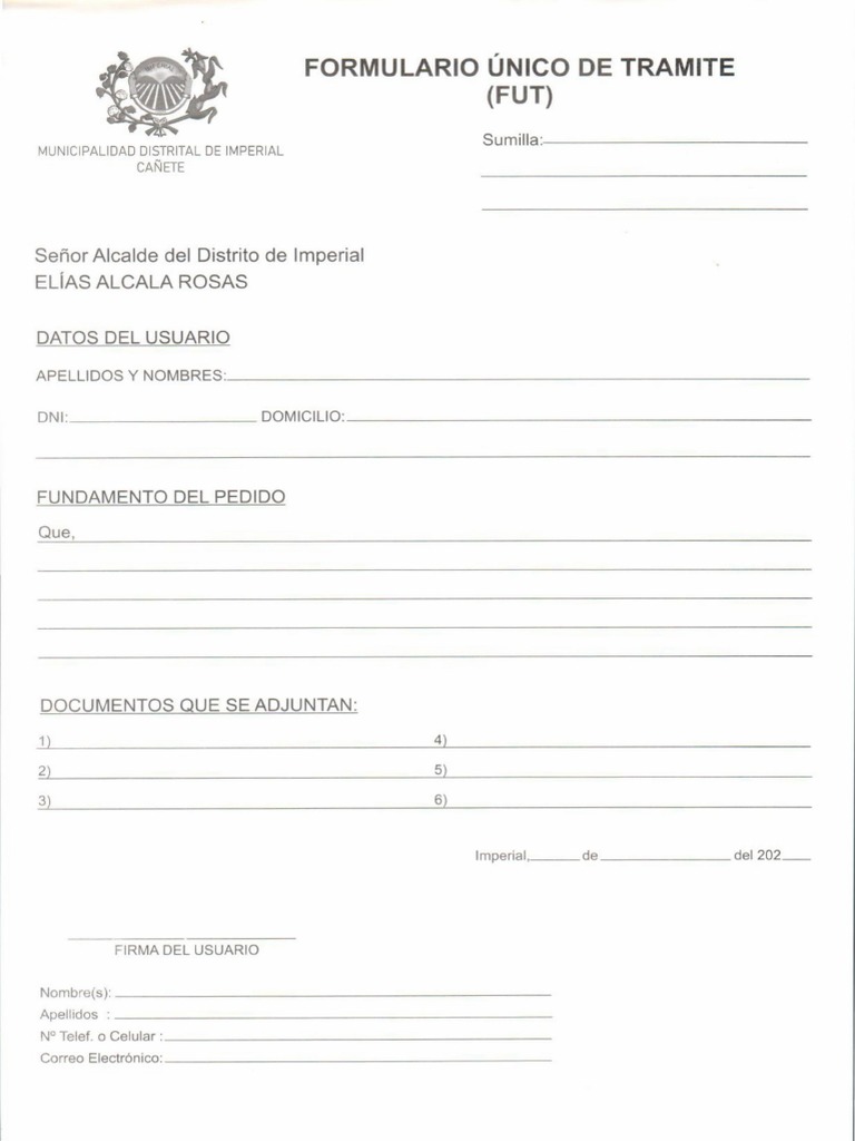 Formulario Unico de Tramite (FUT) PDF | PDF