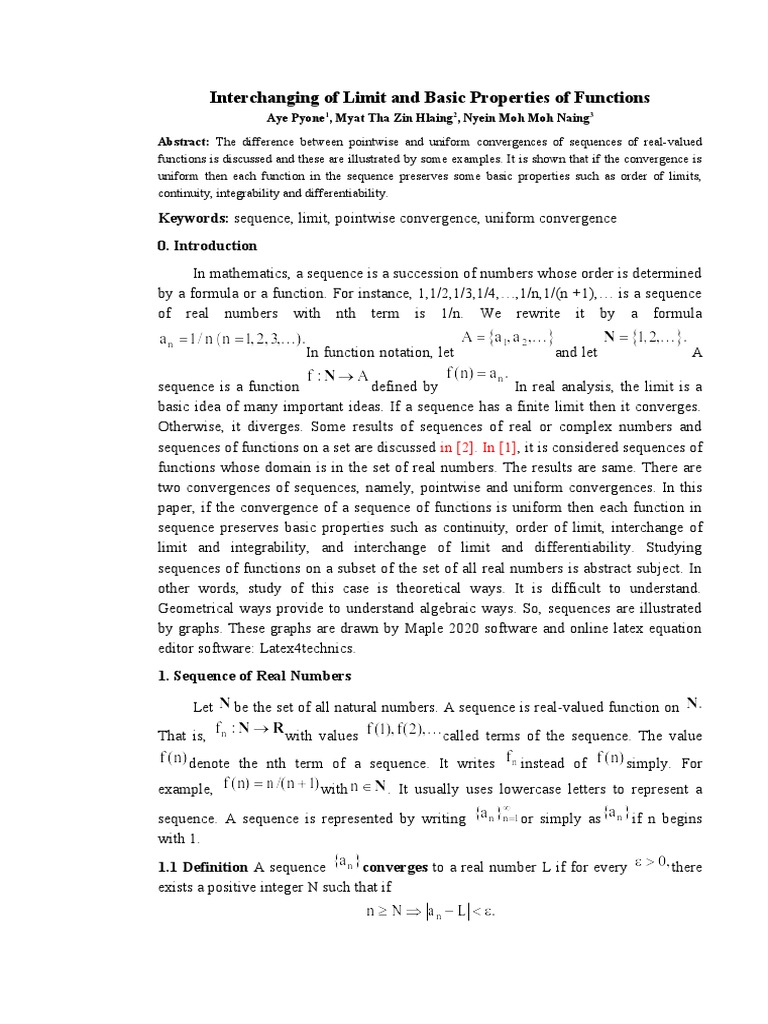 Interchanging of Limit and Basic Properties of Functions | Download Free PDF | Limit ...