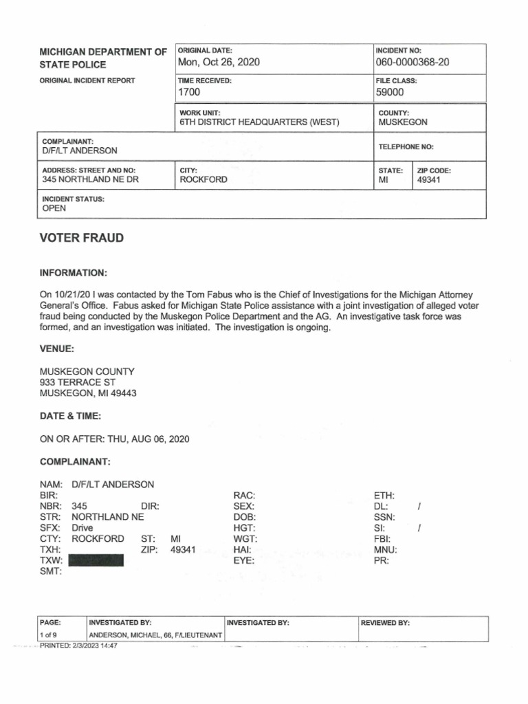 MSP Police Report | PDF | Detective | Search Warrant