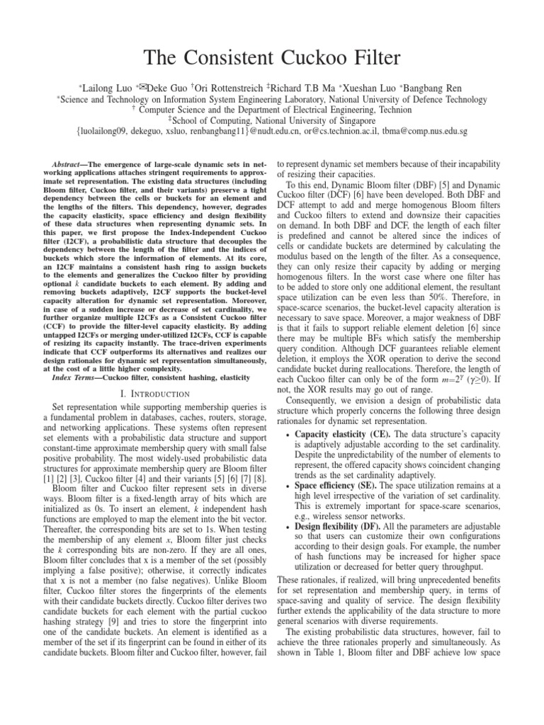 BTL 2 - The Consistent Cuckoo Filter | PDF