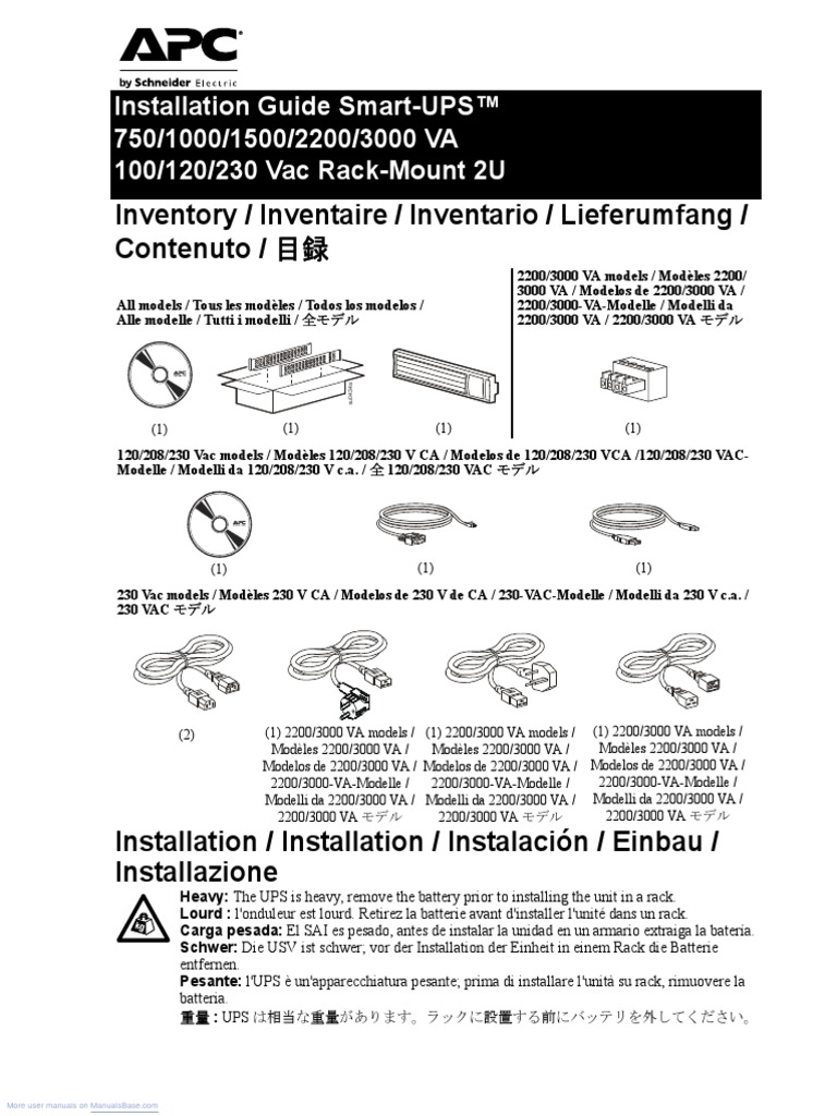Manual APC Smart UPS SMT3000RM2U | PDF