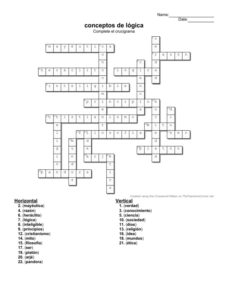 Sopa de Letras Conceptos de Lógica | PDF