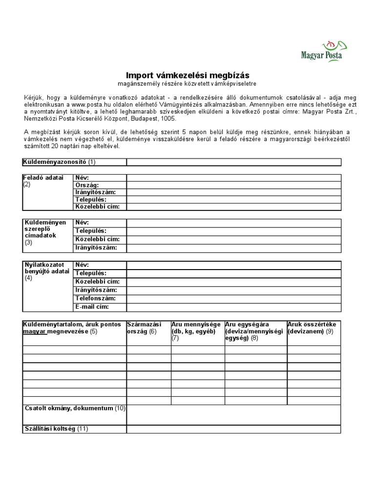 Import Vamkezelesi Megbizas Maganszemely | PDF