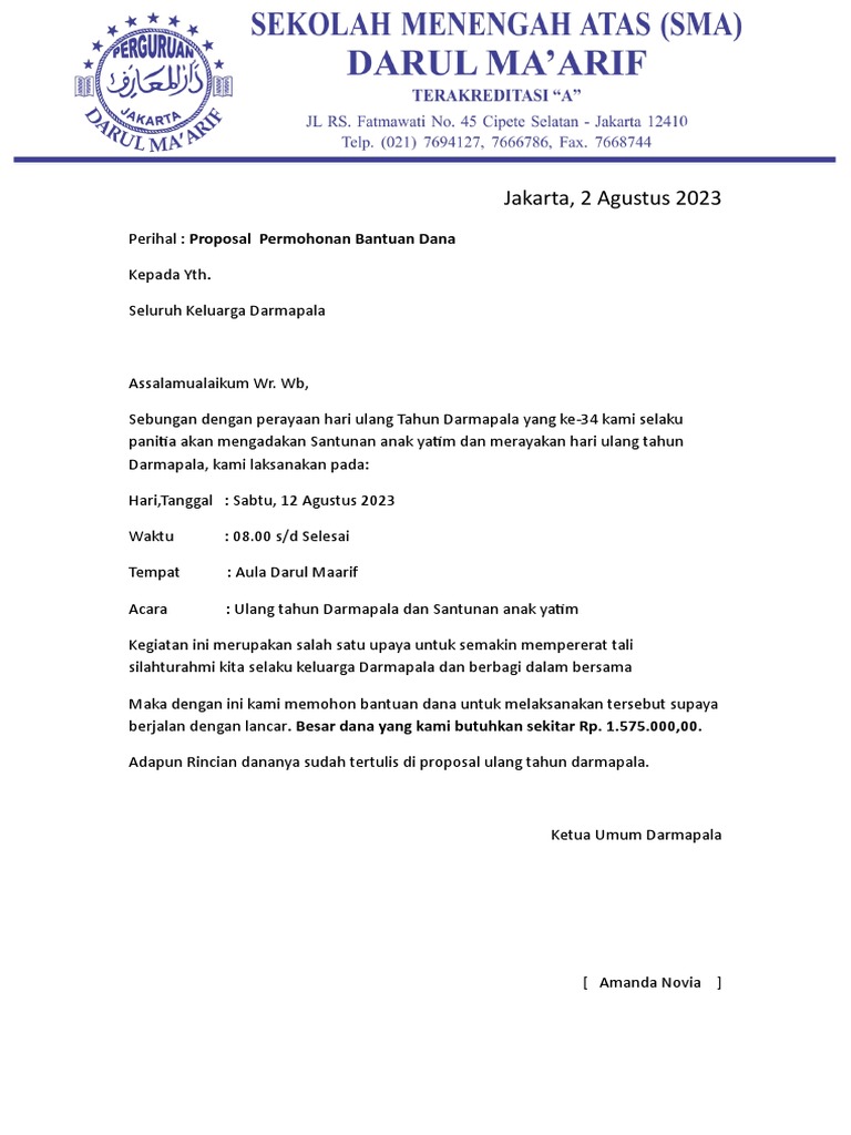 Proposal Permohonan Dana | PDF