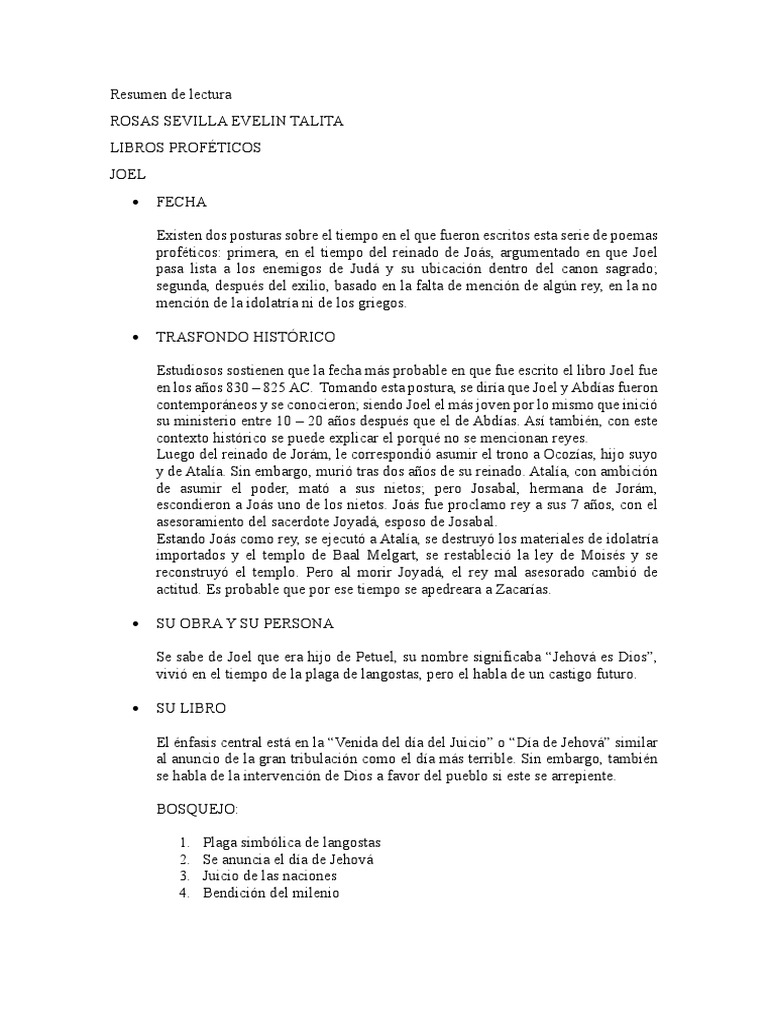 Resumen Del Libro de Joel | PDF