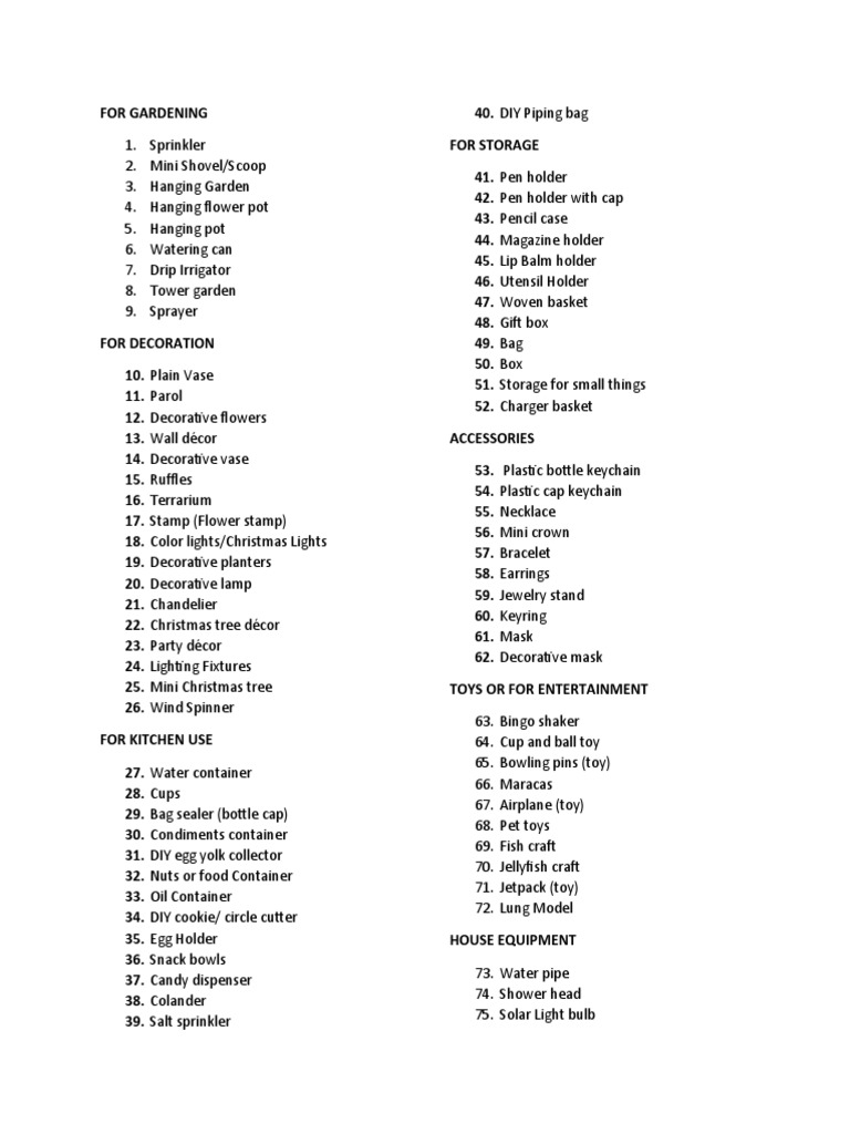 100 Ways To Use Plastic Bottles | PDF