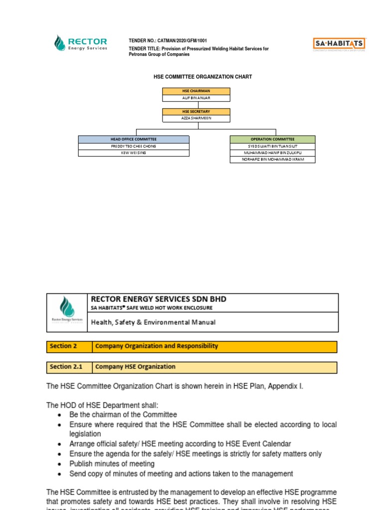 Safety Organization Chart and Responsibilities | PDF