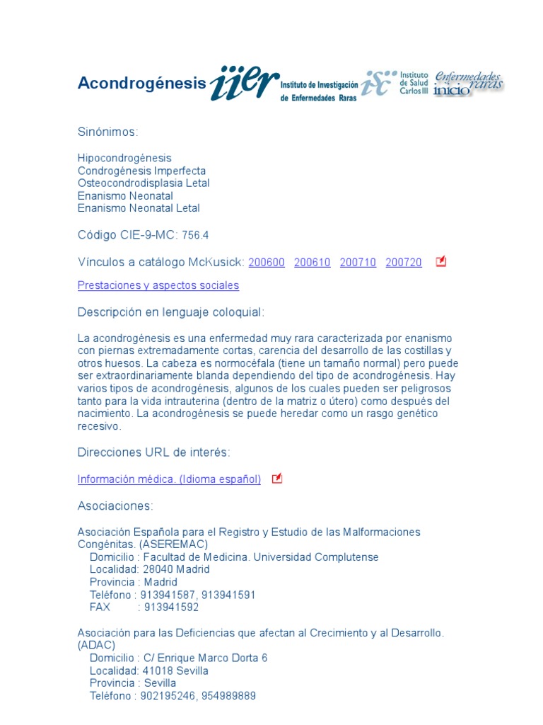 Acondrogénesis: Características y Tipos | PDF | Epidemiología ...