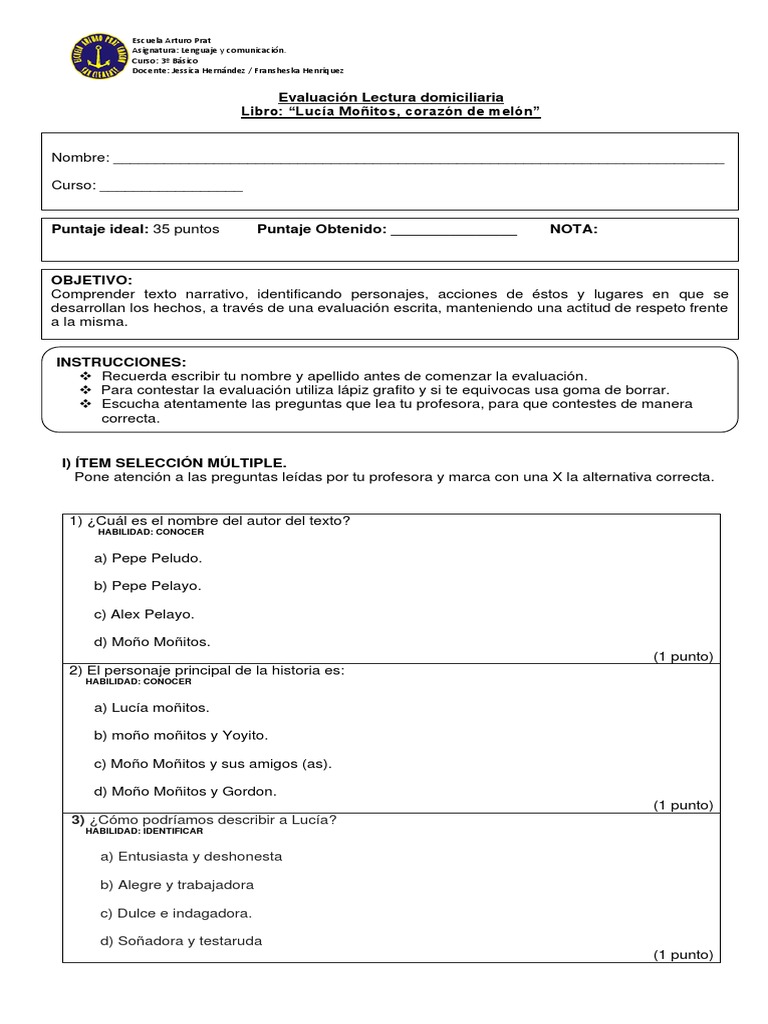 Evaluación Lucía Moñitos | PDF