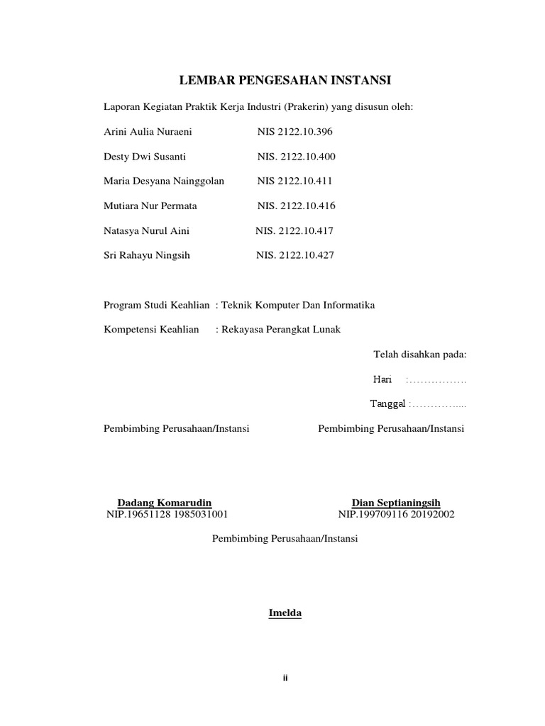 Laporan Prakerin Teknik Informatika | PDF | Bisnis