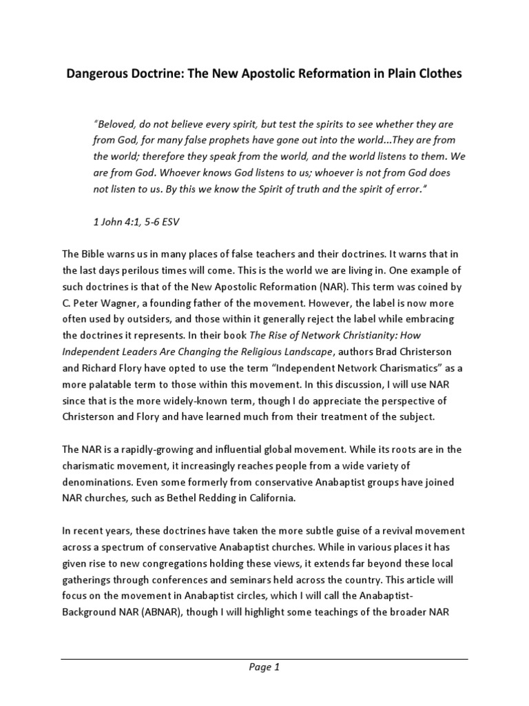 Understanding the New Apostolic Reformation | PDF | Apostle | Prophet