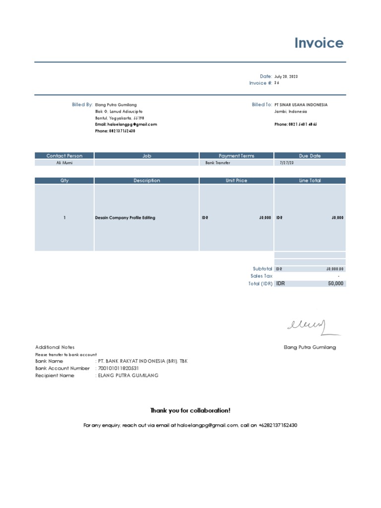 invoice-0036-haloelangpg-PT SUI | PDF