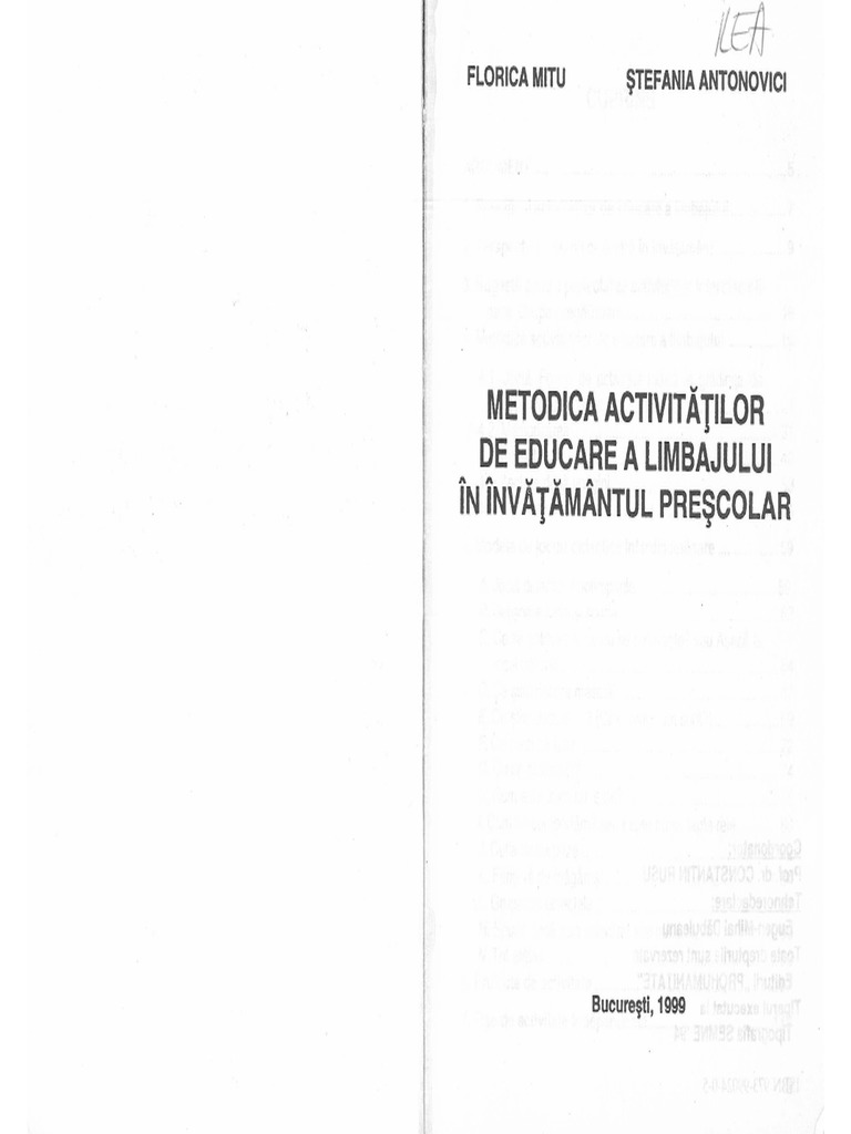 Metodica Activitatilor de Educare A Limbajului | PDF