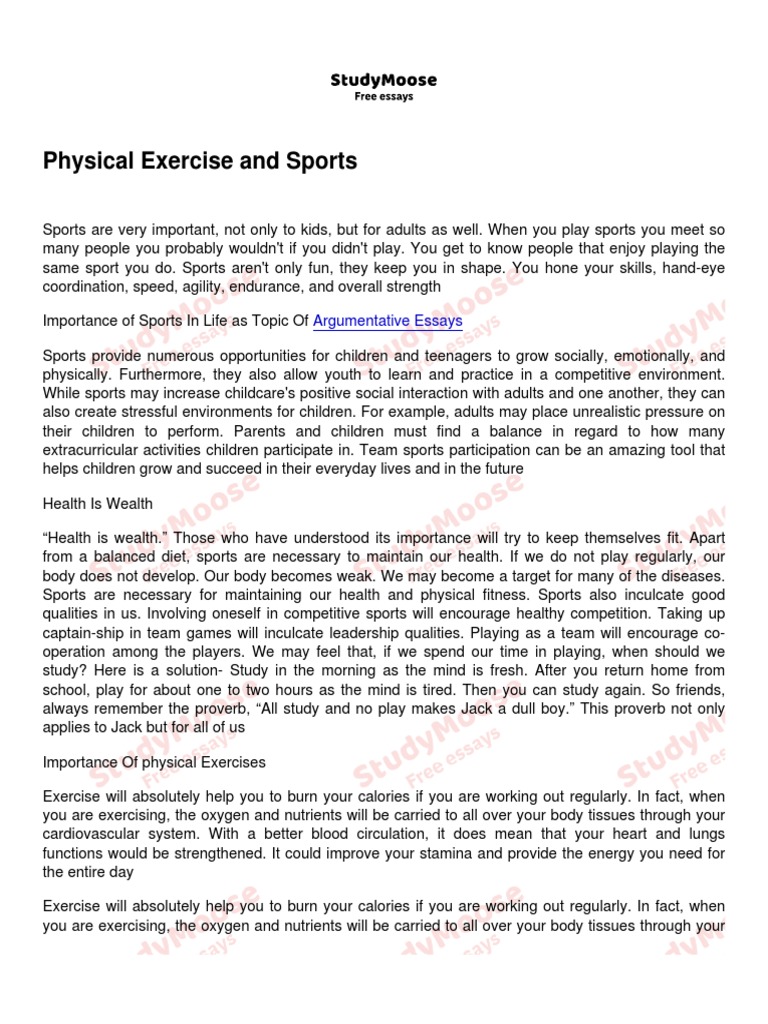 Physical Exercise and Sports | PDF
