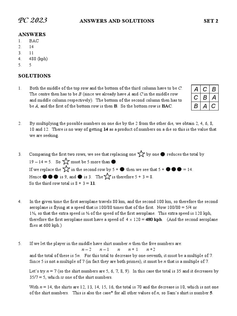 Otago Problem Solving Solutions 2 2023 | PDF Otago Problem Solving Solutions 2 2023 | PDF