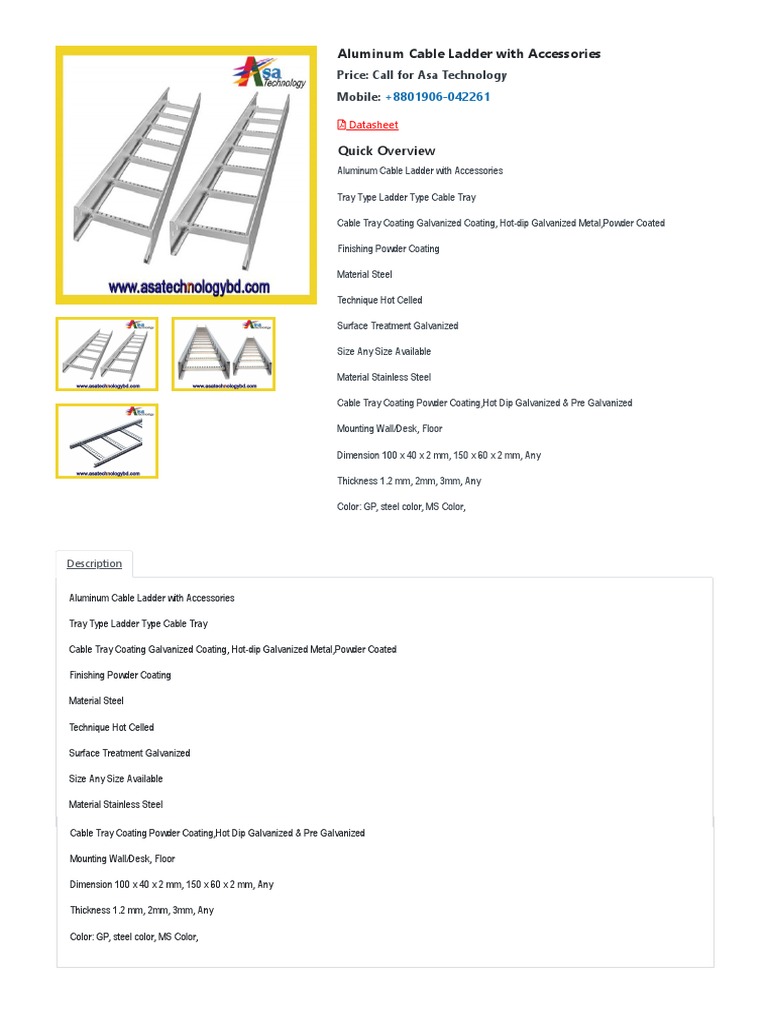 Asa Technology - Aluminum Cable Ladder Price in Bangladesh | PDF