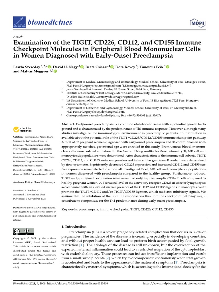 Examination of The TIGIT, CD226, CD112, and CD155 Immune | PDF ...