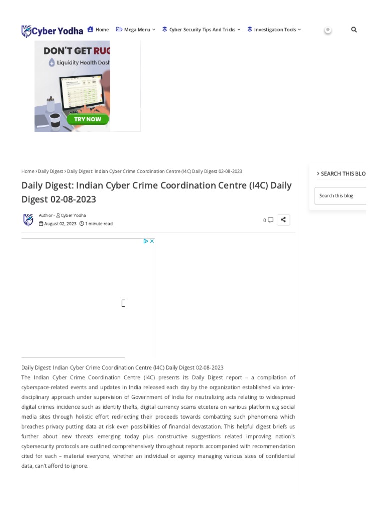 Daily Digest - Indian Cyber Crime Coordination Centre (I4C) Daily Digest 02-08-2023 | PDF